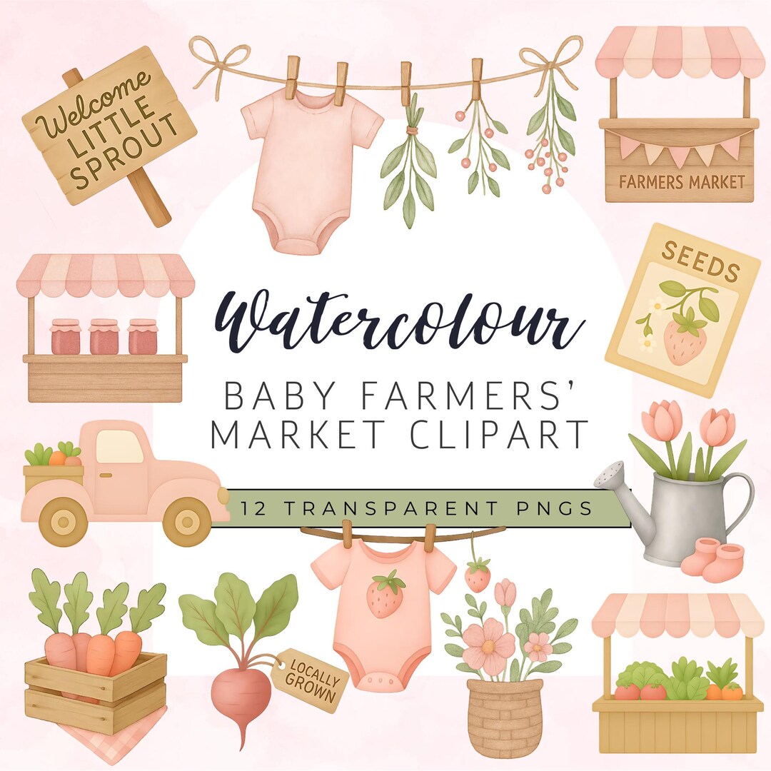 Locally Grown Baby Shower Clipart | Baby Farmers Market Clipart | in ...