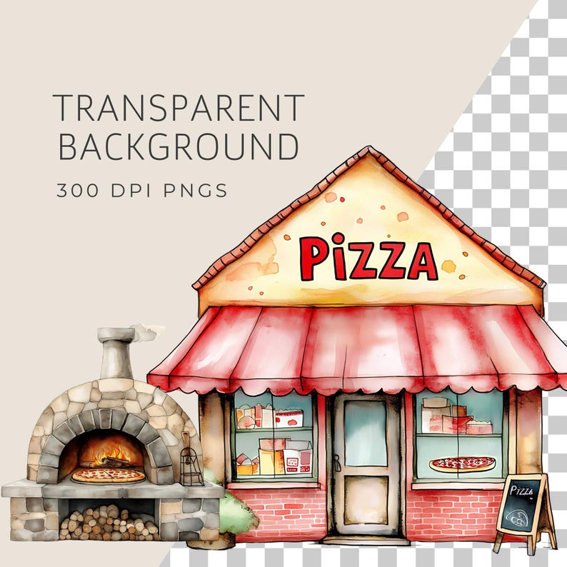 Watercolor Pizza Clipart Set | Pizza Our Heart Baby Shower Clipart ...