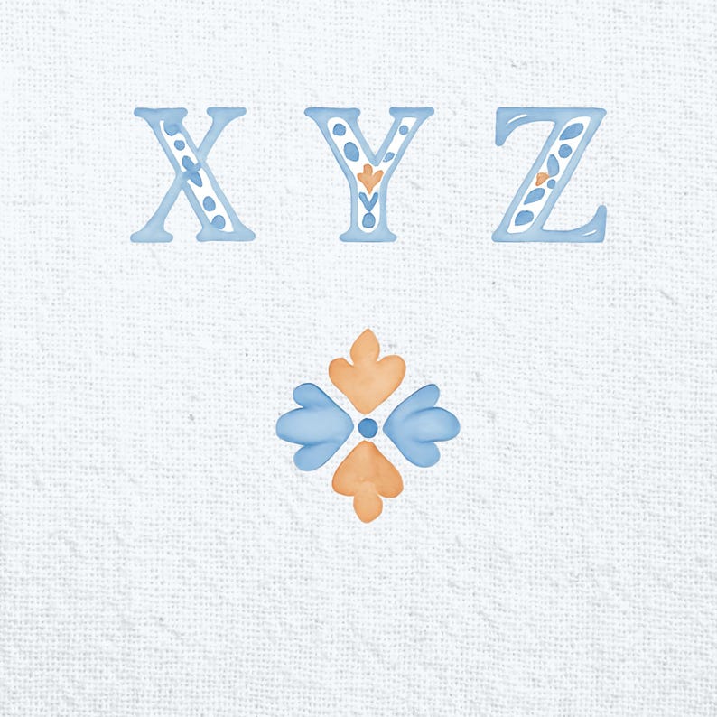 Talavera Alphabet Clipart Set, A-Z Uppercase Talavera Transparent ...