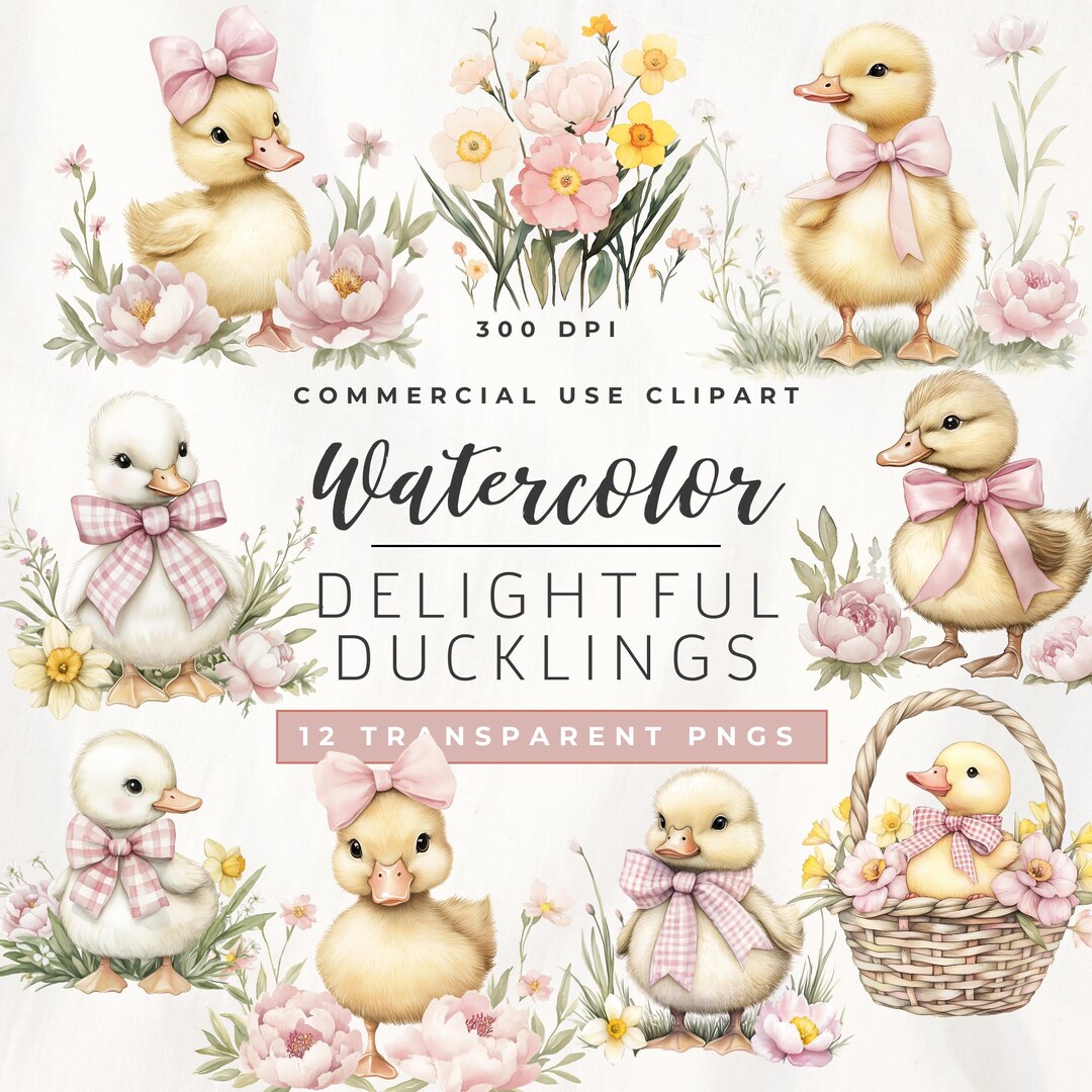 Delightful Ducklings Clipart Set | Ducklings and Daffodils Clipart Set ...