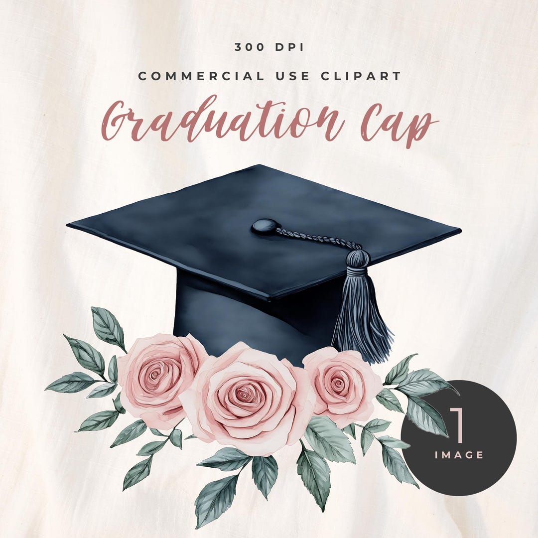 Graduation Cap Clipart, Blush Pink Floral Graduation Hat PNG ...
