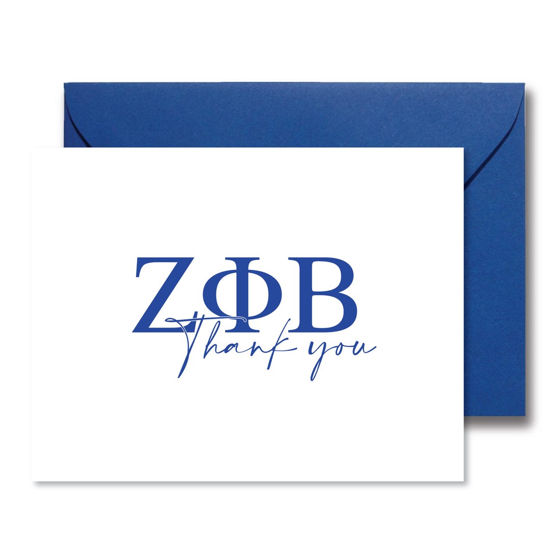 Zphib Greek Letters Thank You Note Card Set - Etsy