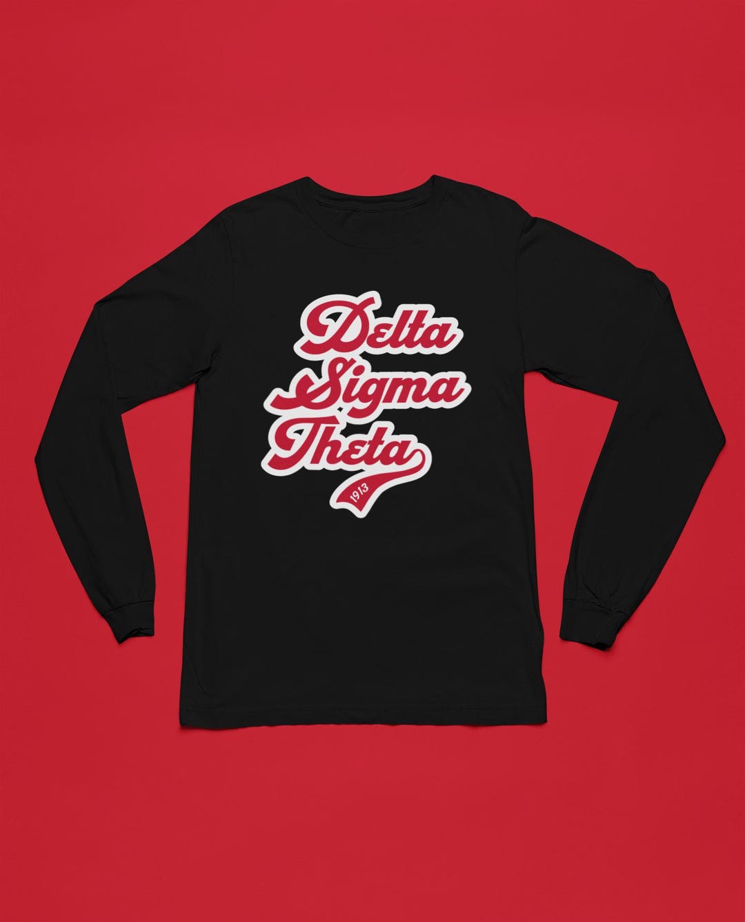 Delta Sigma Theta Sorority Long Sleeve Tee, Varsity Cursive Style ...