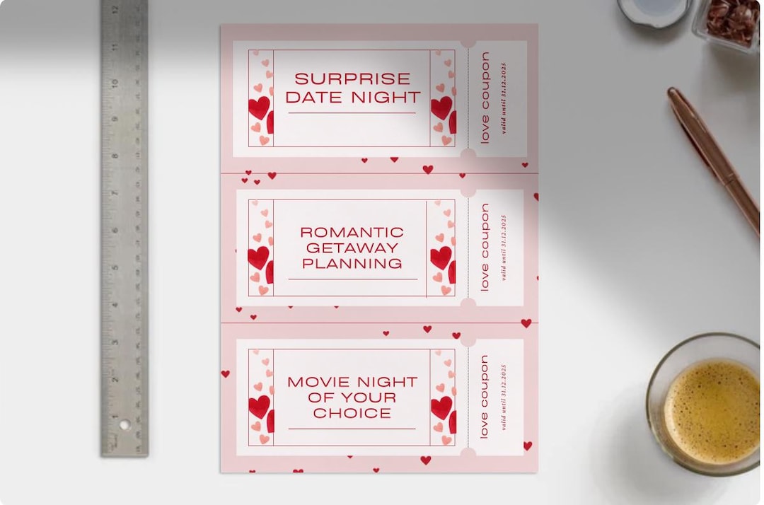 Valentine’s Day Love Coupon Book Template. A Fully Customizable Digital ...