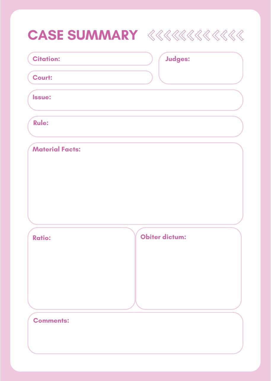 Law Student Case Summary Templates - Digital PDF Templates! - Etsy