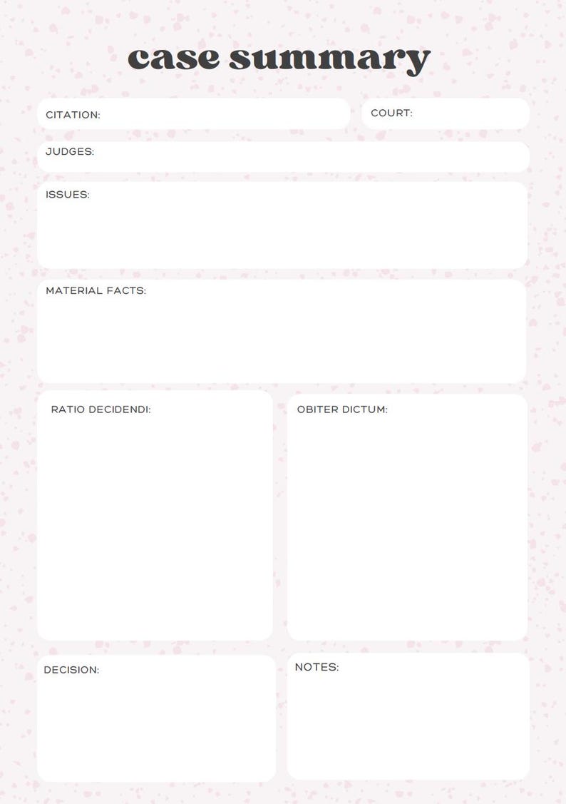 Law Student Case Summary Templates - Digital PDF Templates! - Etsy