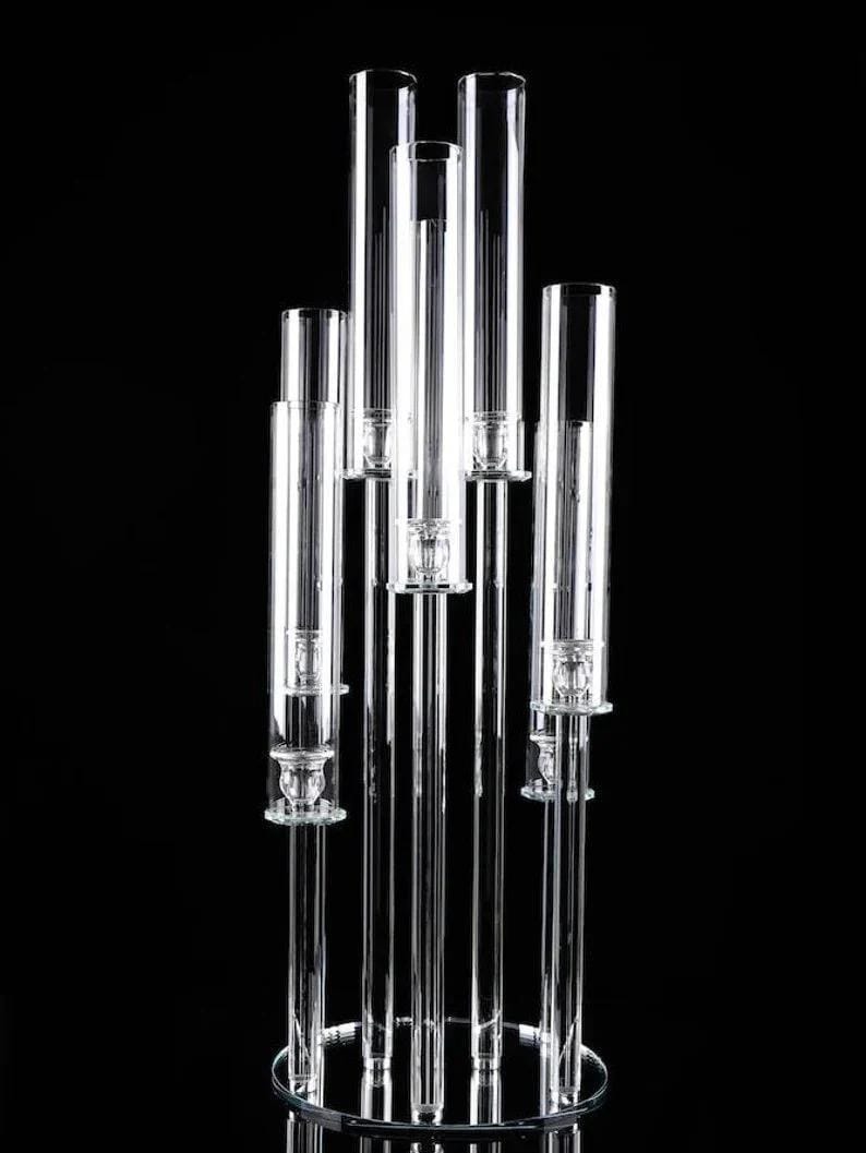 Crystal Glass Candelabra | 10-arm Wedding Centerpiece, 48" Tall - Etsy
