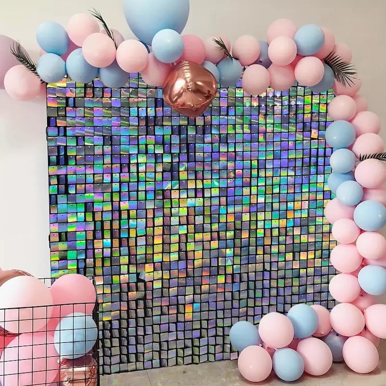 8ftx8ft Fancy Silver Shimmer Wall Backdrop | Shimmer Sequin Panel With ...