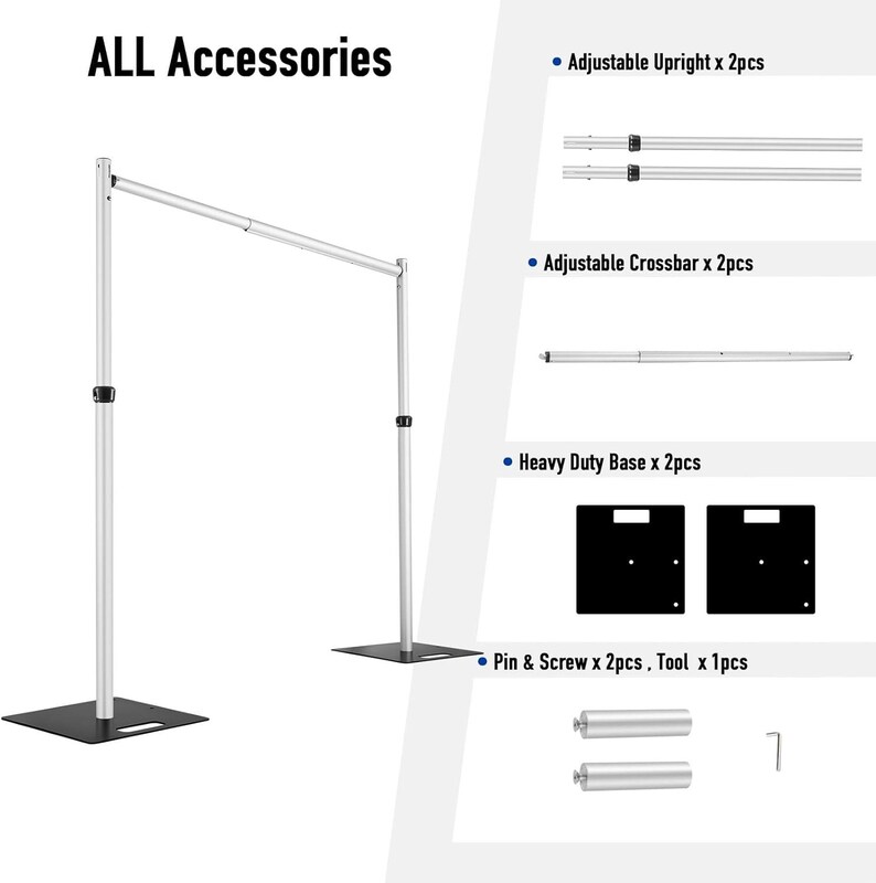 6ft-10ft Heavy Duty Adjustable Backdrop Stand With Steel Base - Etsy
