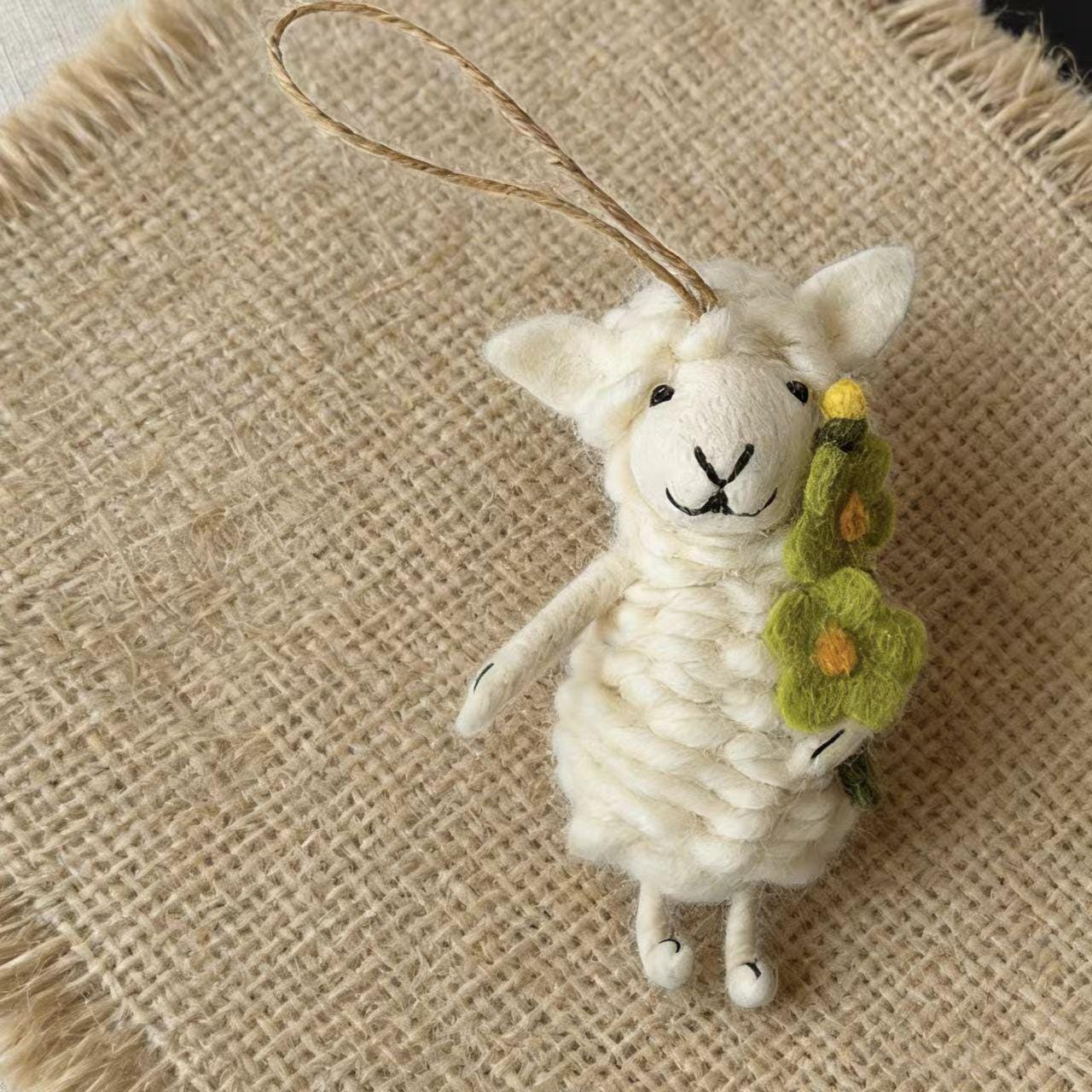Handmade Wool Sheep Ornament | Cute Felt Lamb Hanging Decor | Heart ...