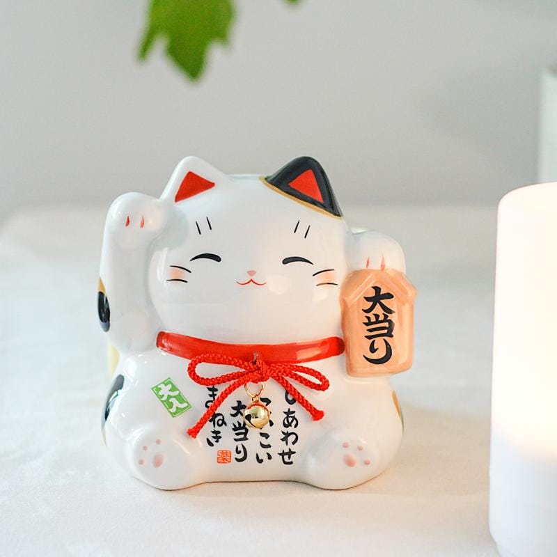 Japanese Cute Lucky Cat Figurine, Lucky Cat Desktop Ornament, Maneki ...