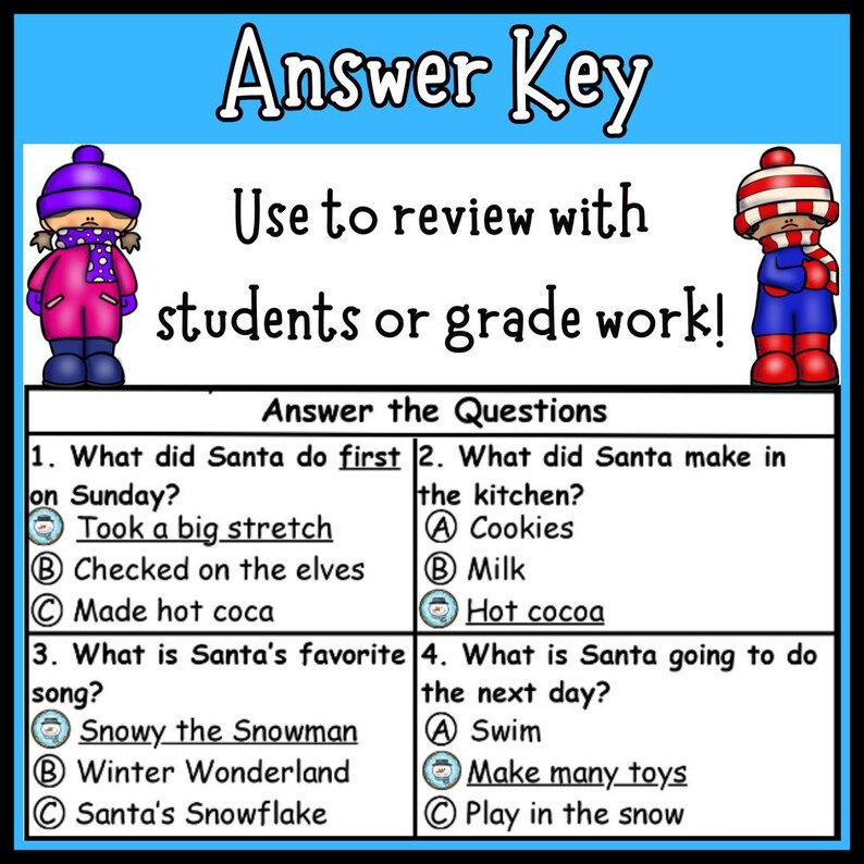 15 Christmas/winter Reading Comprehension Passages for 1st Grade, 2nd ...