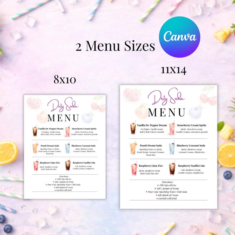 Dirty Soda Bar Menu and Recipes Bundle (digital Download) - Etsy UK