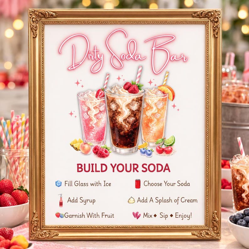 Dirty Soda Bar Sign, Party Drink Station Printable (digital Download ...