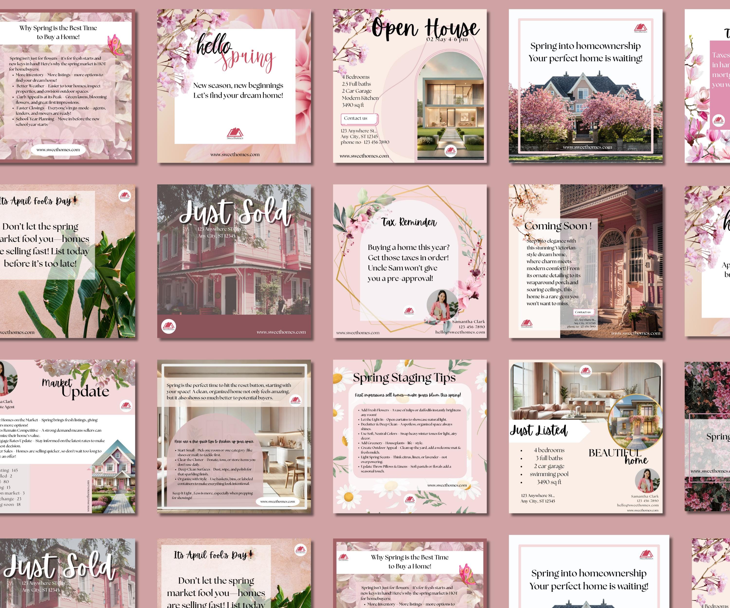 April Real Estate Marketing Template, Spring Real Estate Posts, Realtor ...