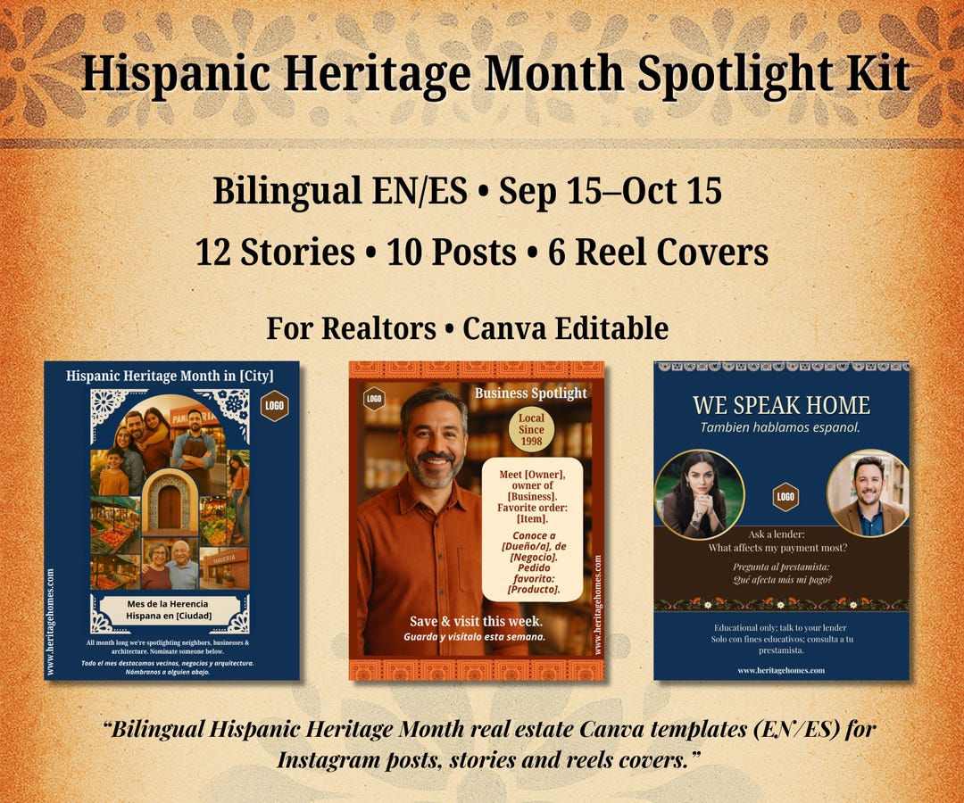 Hispanic Heritage Month Realtor Templates (EN/ES) | Instagram Posts ...
