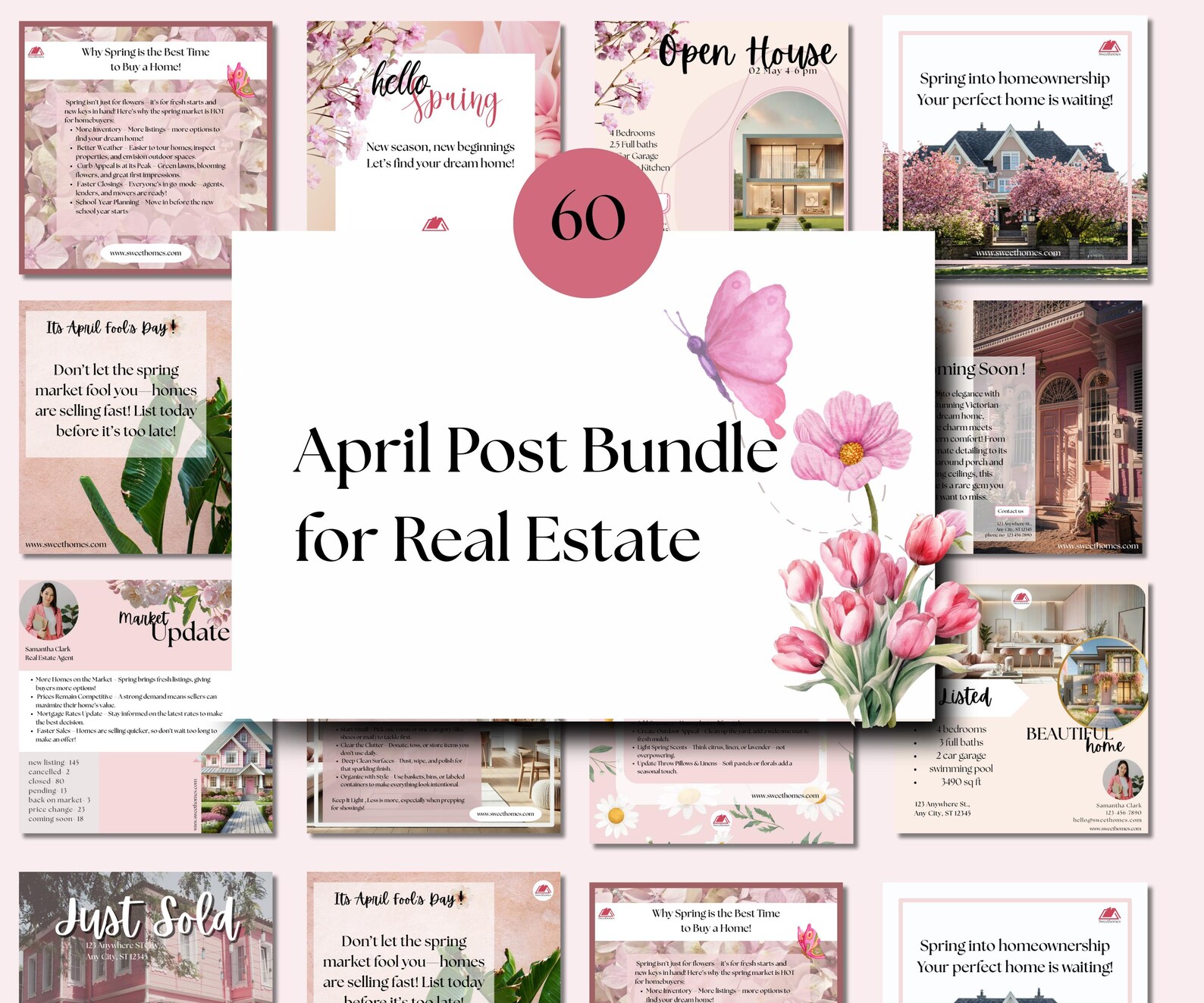 April Real Estate Marketing Template, Spring Real Estate Posts, Realtor ...