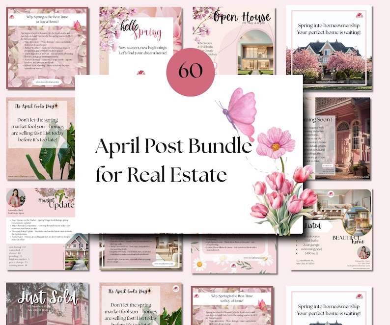 April Real Estate Marketing Template, Spring Real Estate Posts, Realtor ...