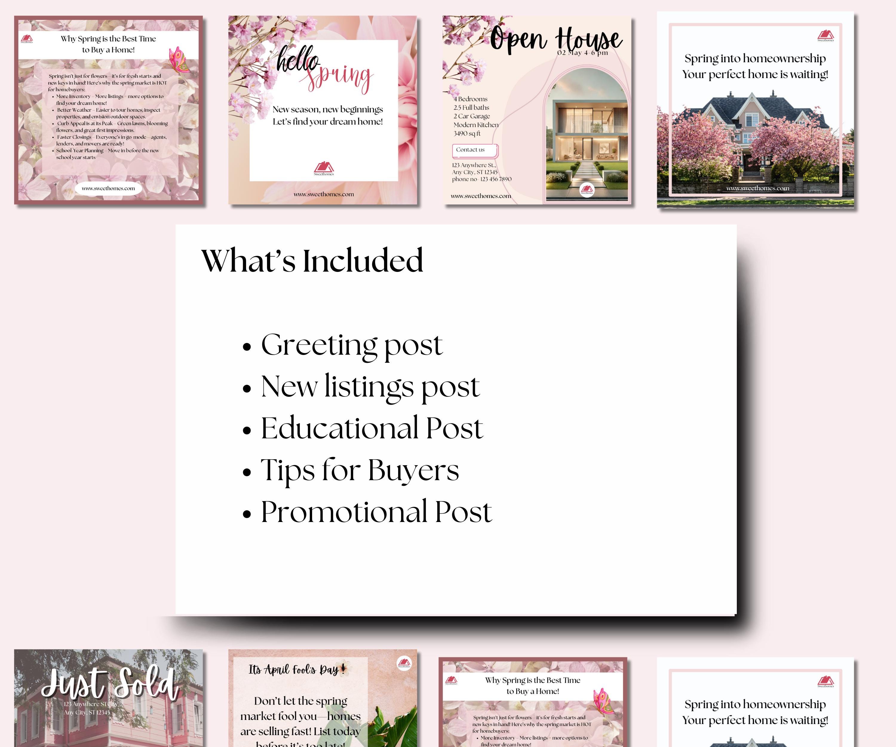April Real Estate Marketing Template, Spring Real Estate Posts, Realtor ...