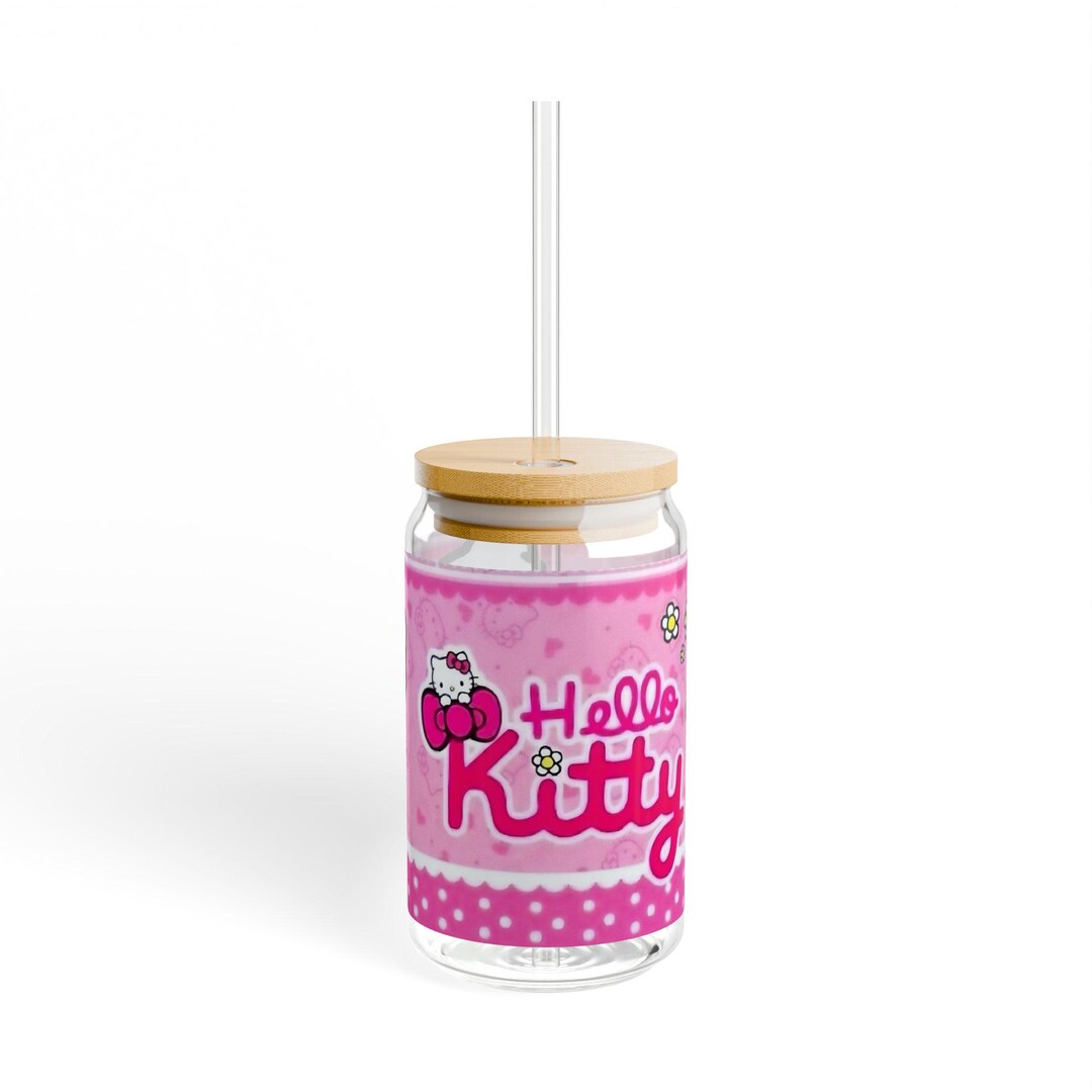 Hello Kitty Sipper Glass, 16oz Cute Drinkware for Kids & Cat Lovers ...