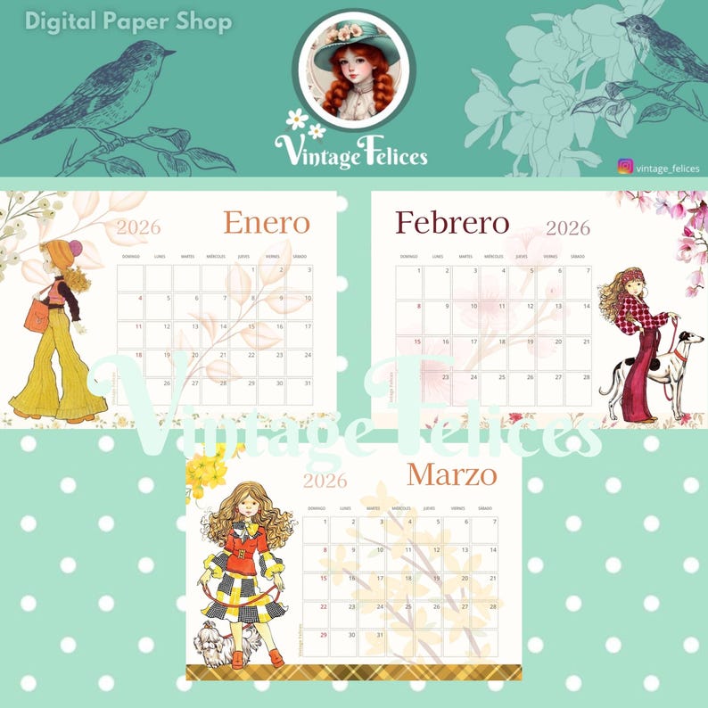 Sarah Kay 2026 Calendar Printable - Etsy UK