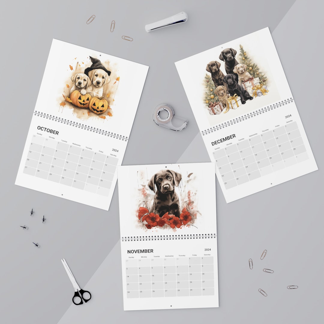 Labrador Retrievers Calendar 2024, Dog Lover's Gift, Dog Wall Calendar ...