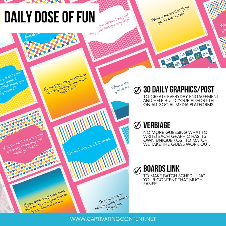 Daily Dose of Fun Engagement Graphics Pack for Social Media - Etsy