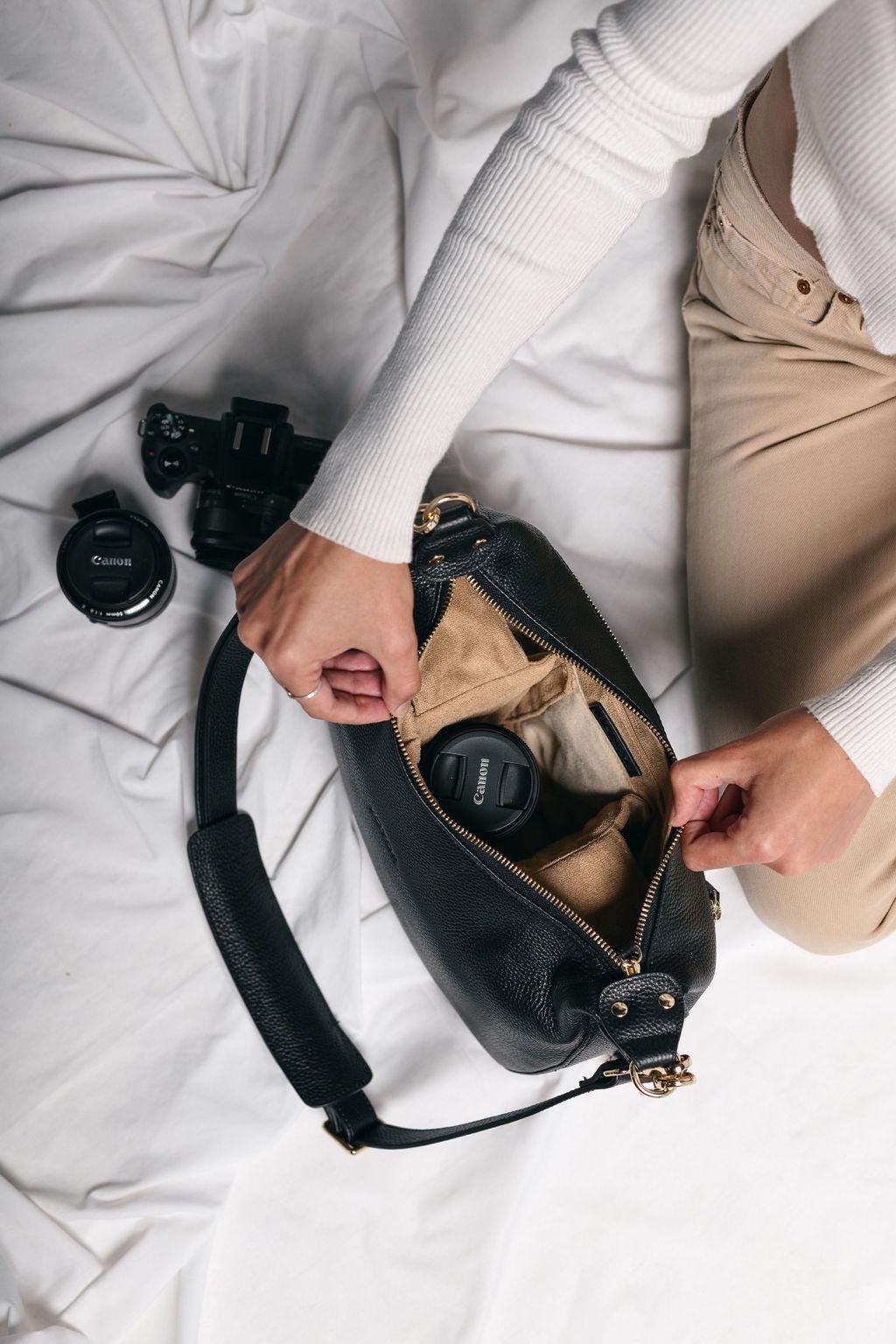 VOYGR Essential Premium Leather Camera Sling Bag for Mirrorless ...