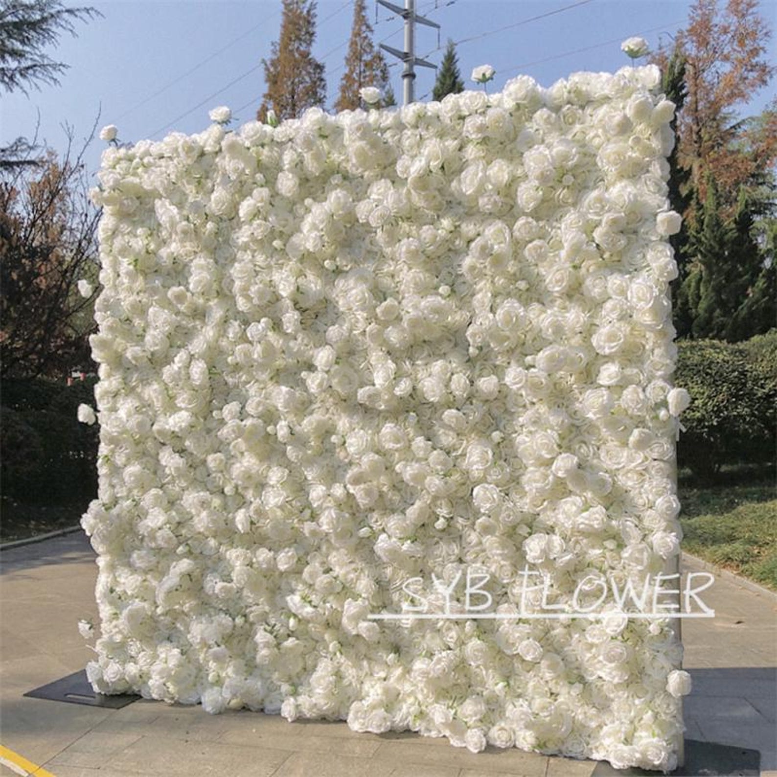 Artificial Fabric Roll up Flower Wall Roll up Flower Backdrop Wedding ...