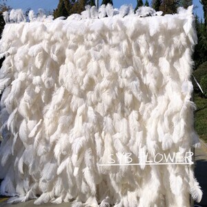 8FT*8FT Fabric Back Pure White Feather Wall Backdrop for Wedding Party ...