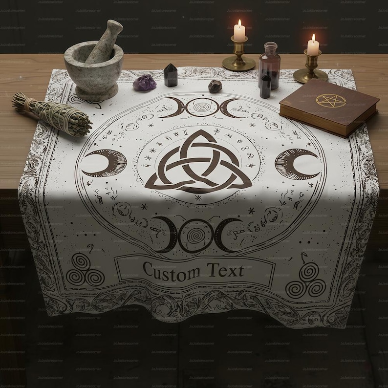 Triquetra and Triple Moon Altar Cloth - Celtic Trinity Knot Design for ...