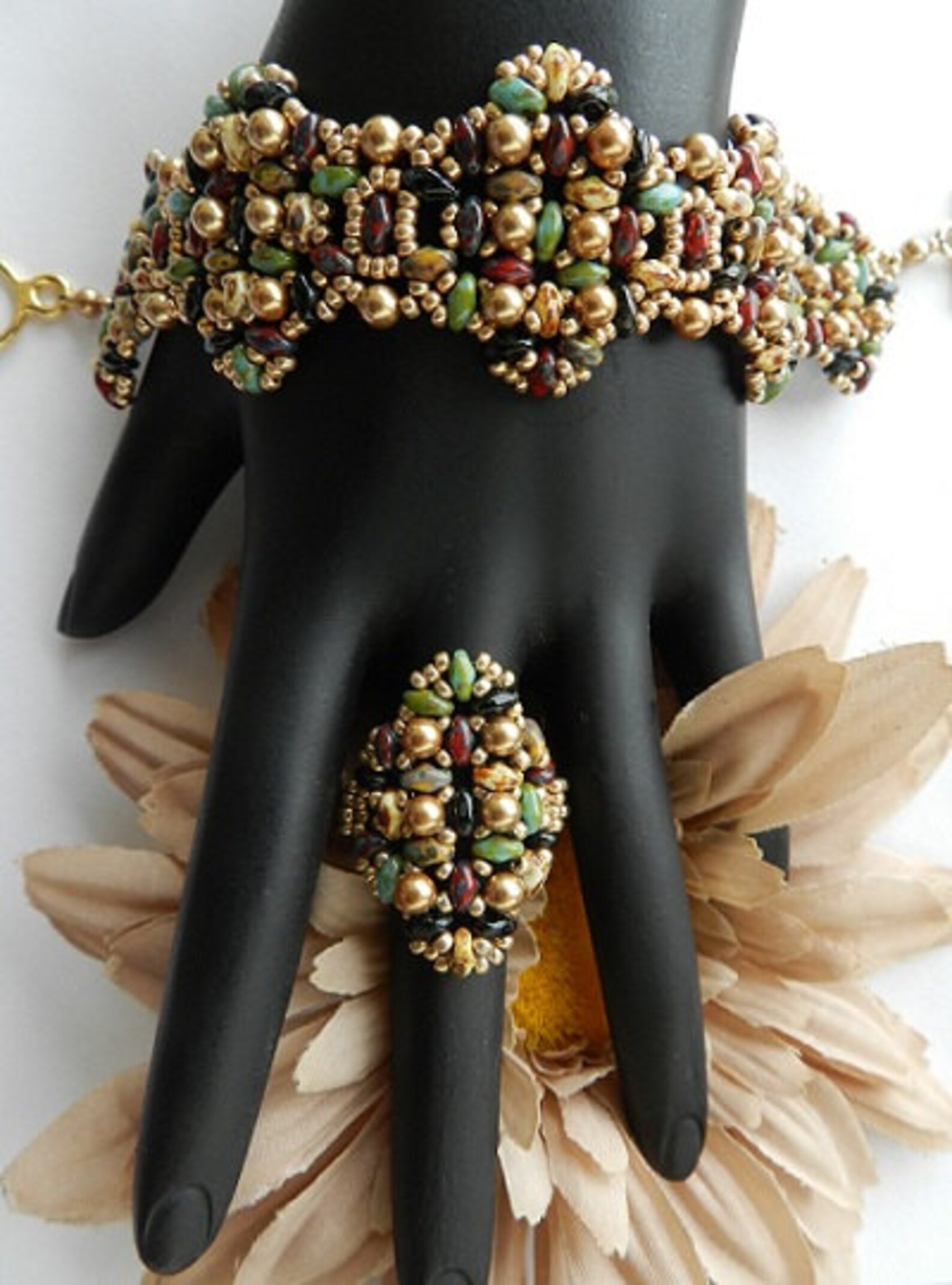 Superduo Beading Pattern, Tutorial, Bracelet and Ring - PICASSO - Etsy