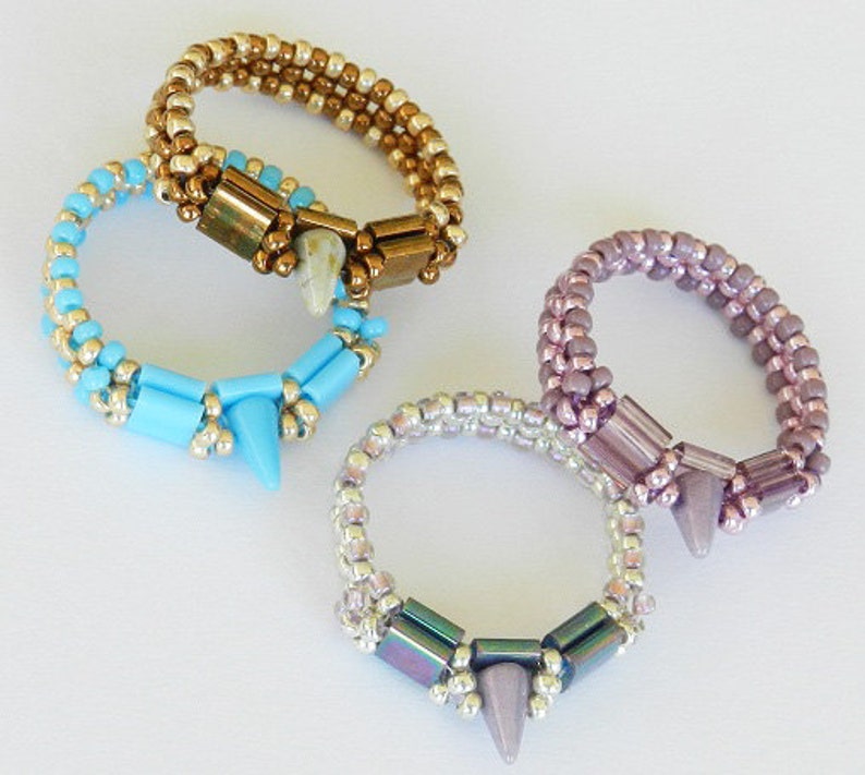 Beading Pattern, Tutorial, Ring - SPIKE TILA - Etsy