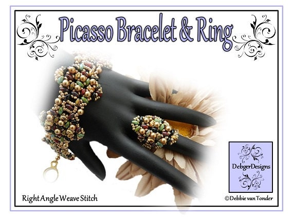 Superduo Beading Pattern, Tutorial, Bracelet and Ring - PICASSO - Etsy