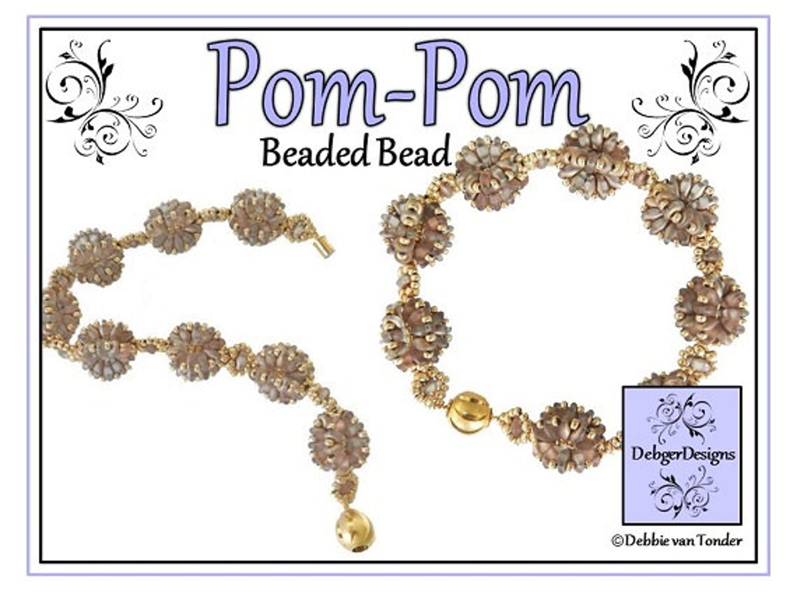 Beading Pattern, Tutorial, Beaded Bead, Bracelet, Earrings - POM-POM - Etsy
