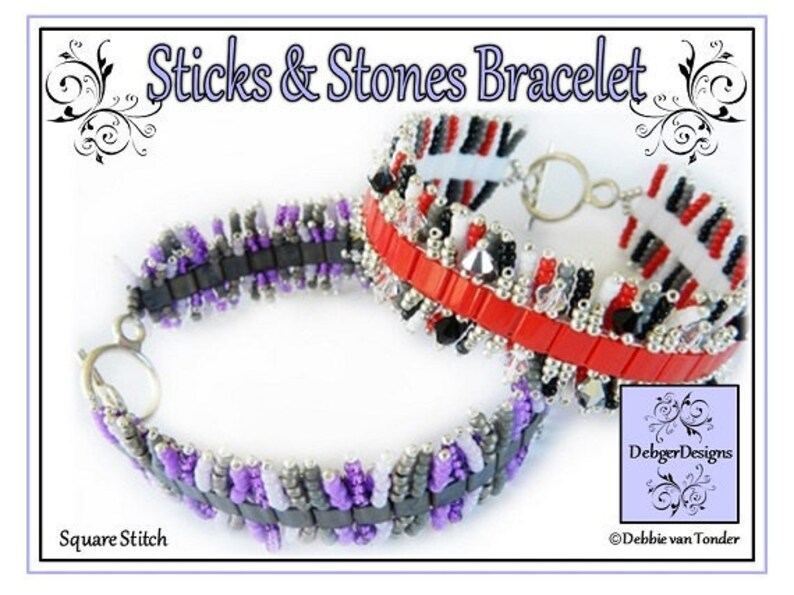 Beading Pattern, Tutorial, Bracelet STICKS and STONES - Etsy