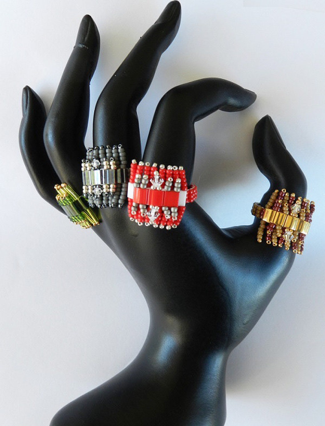 Beading Pattern Tutorial Ring STICKS and STONES | Etsy