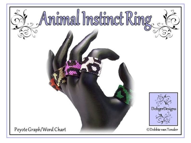 Beading Pattern, Tutorial, Single Peyote, Ring - ANIMAL INSTINCT - Etsy