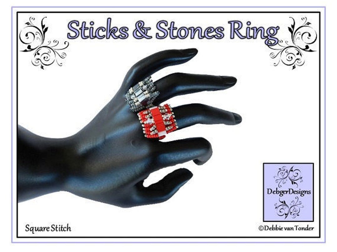 Beading Pattern, Tutorial, Ring- STICKS and STONES - Etsy