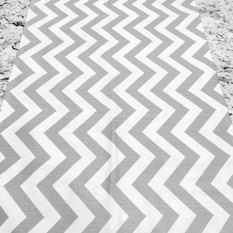 Gray Chevron Table Runner - Etsy