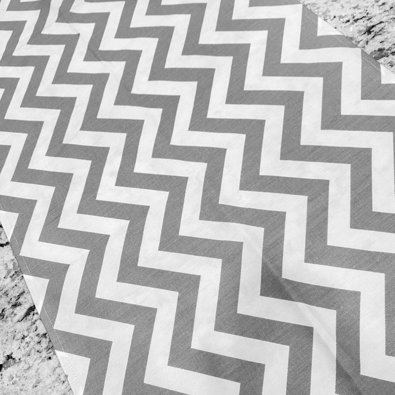 Gray Chevron Table Runner - Etsy