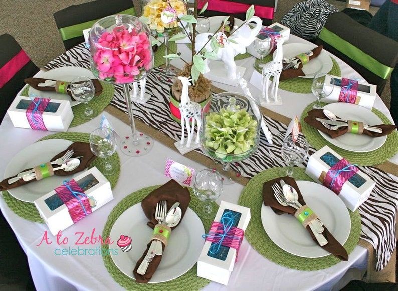Zebra Table Runner, Ready to Ship, Zoo Party, Farm Party, Safari ...