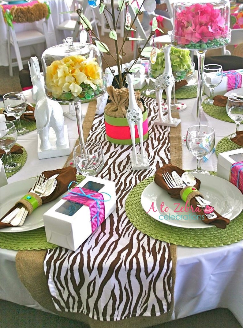 Zebra Table Runner, Ready to Ship, Zoo Party, Farm Party, Safari ...