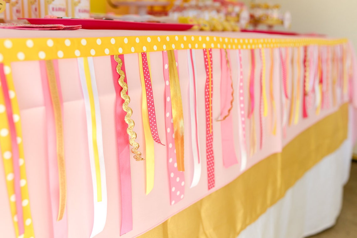 Party Garland Party Ribbon Birthday Parties Pink and Gold | Etsy