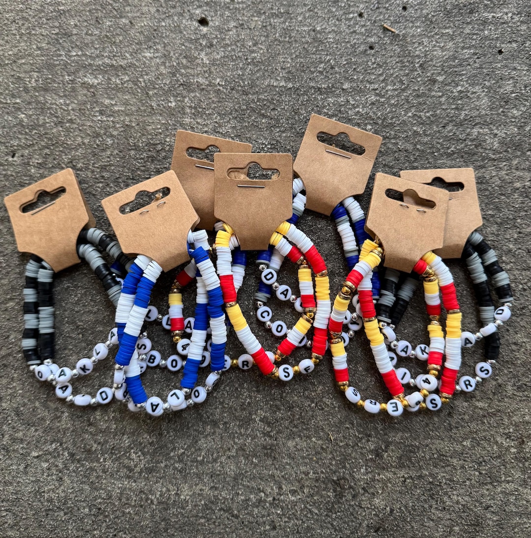 Set of 2 Football NFL Team Clay Bracelets Jewelry Gift Unisex for Him ...