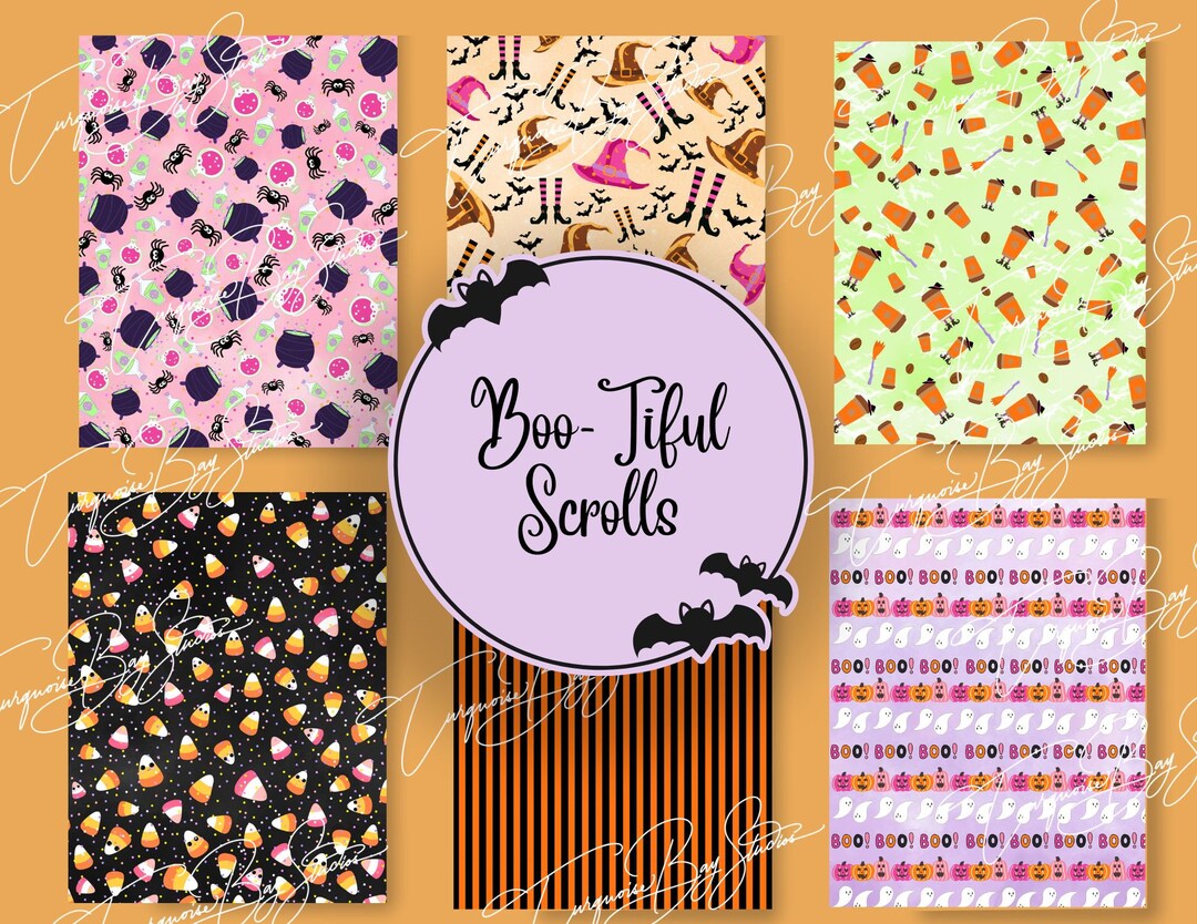 Boo-tiful Scrolls Halloween Digital Paper {holiday Paper Collections ...