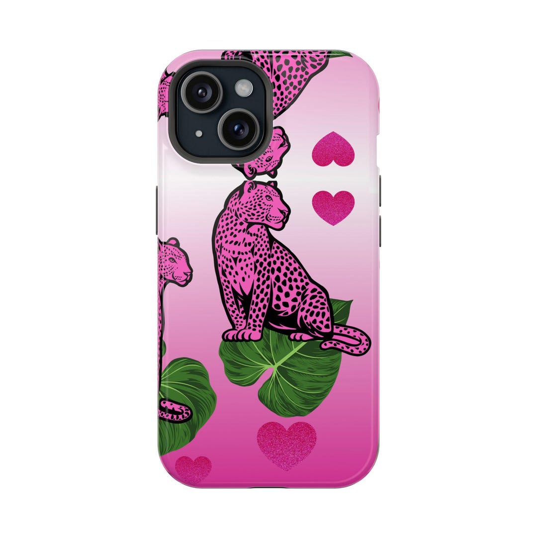 Hot Pink Phone Case Pink Leopard Print Phone Case Cat Lover Gift ...
