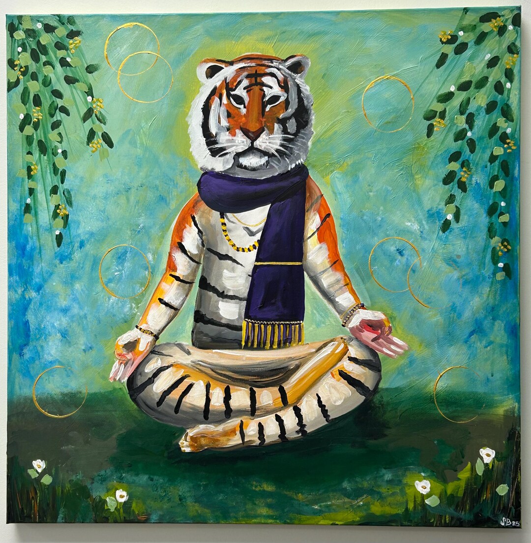 Hand-painted Meditating Animal Artwork Vibrant Spiritual Acrylic ...