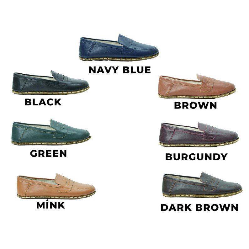 Handmade Blue Leather Barefoot Shoes: Wide Toe Box Minimalist Loafers ...