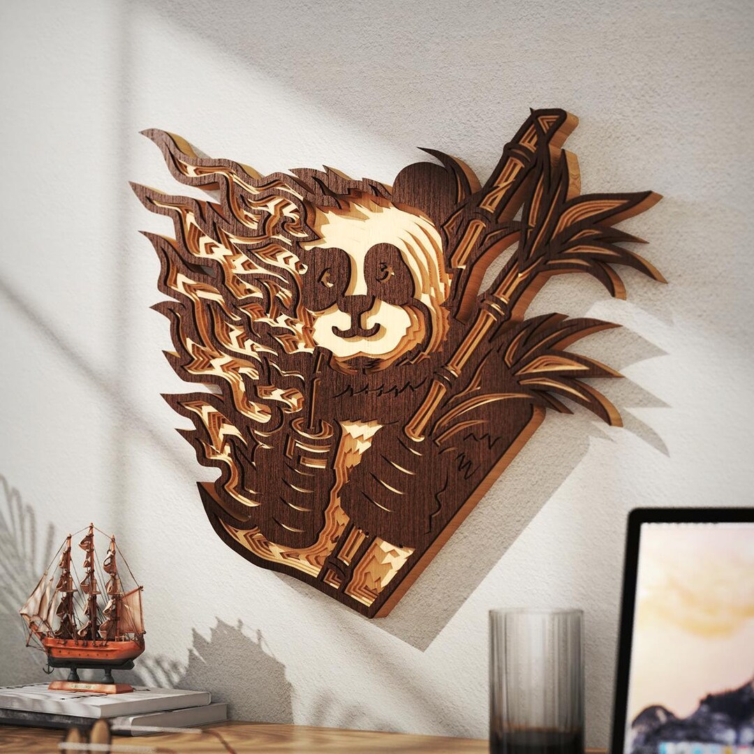 3D Multilayered Panda Wall Art | Laser Cut Panda Ornament File | Panda ...